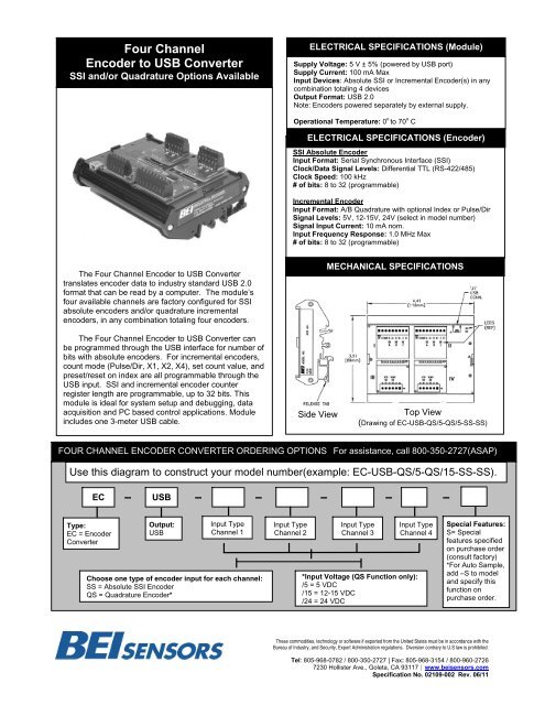 Four Channel Encoder to USB Converter