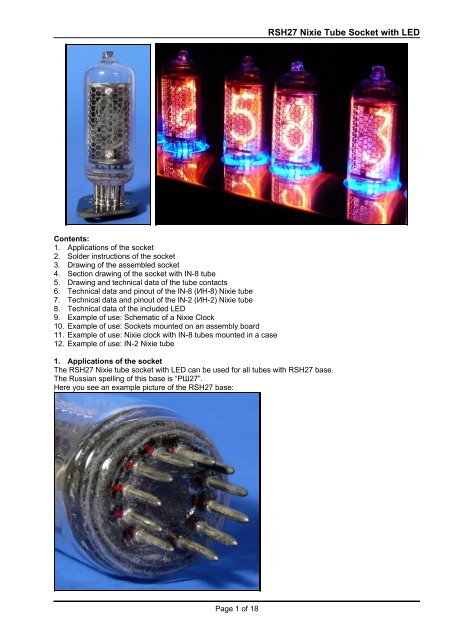 RSH27 Nixie Tube Socket with LED - Tube-Tester