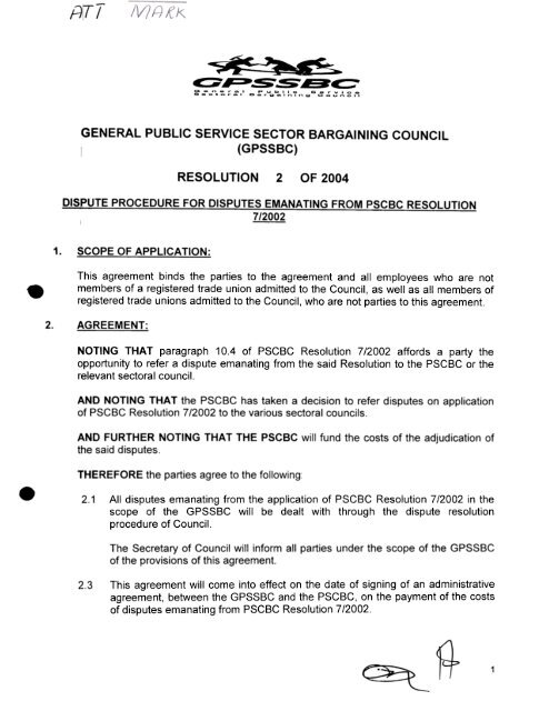 RESOLUTION 2 OF 2004 2. - GPSSBC