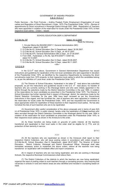 Six Point Formula â Andhra Pradesh Public Employment ... - AP Online