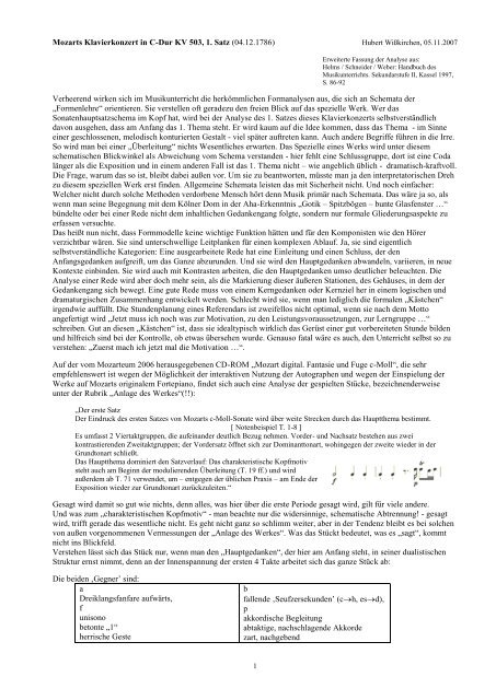 Mozart - Didaktische Analyse von Musik