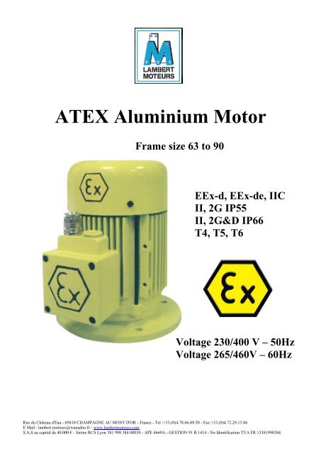 ATEX Aluminium Motor - LAMBERT MOTEURS