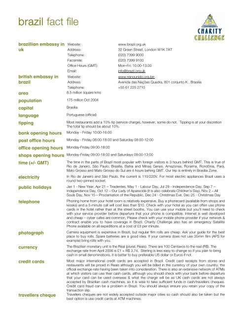 Brazil Fact File 2006 - Charity Challenge