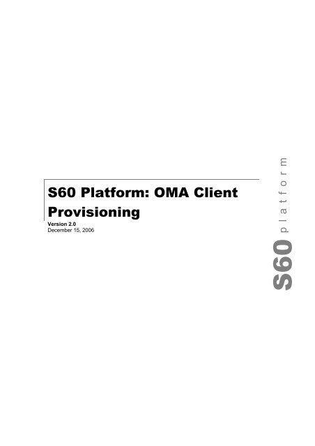 S60 Platform: OMA Client Provisioning v2.0