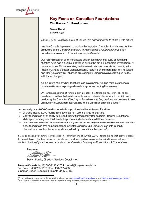 Key Facts on Canadian Foundations - Imagine Canada