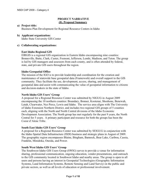 Project proposal - the GIS TReC at ISU - Idaho State University