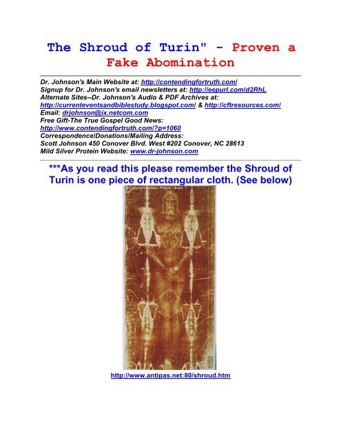 Shroud of Turin - Contending for Truth by Dr. Scott Johnson