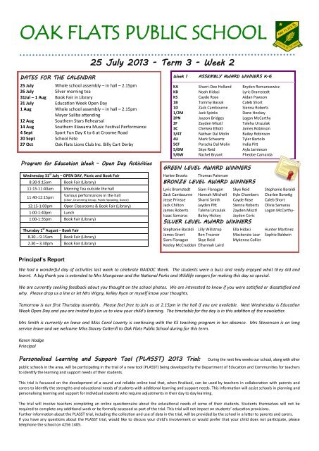 Term 3 Week 2 (pdf 774 KB) - Oak Flats Public School