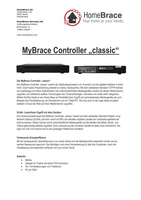 MyBrace Controller â classicâ - HomeBrace