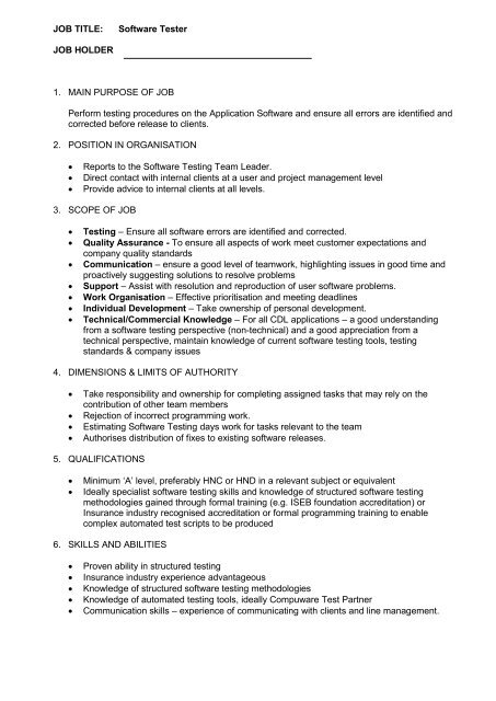 Full job description