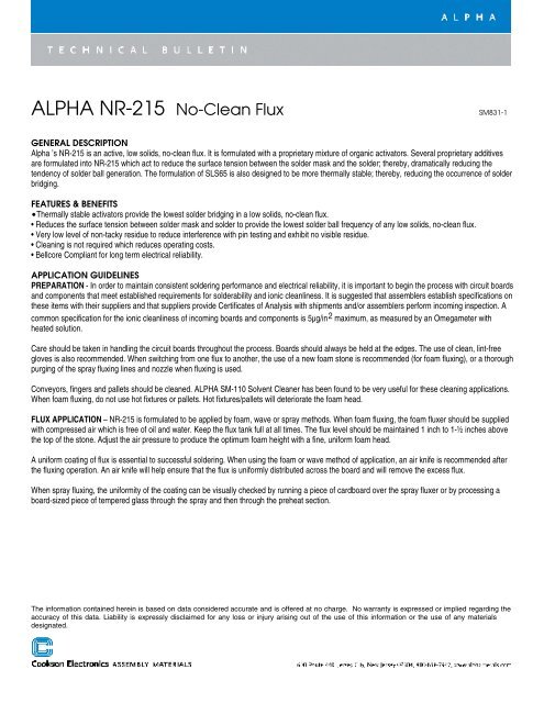 TB Alpha Flux NR215 - The Solder Connection