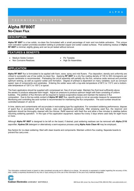 Alpha RF800T - The Solder Connection