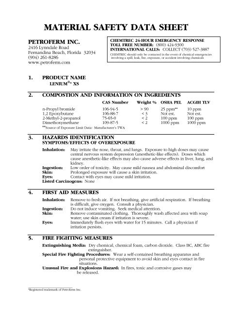 material safety data sheet petroferm inc. - The Solder Connection