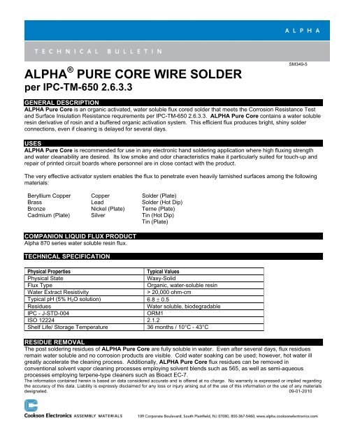 ALPHA PURE CORE WIRE SOLDER - The Solder Connection