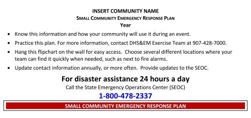 Small Community Emergency Response Plan (pdf) - DHS&EM