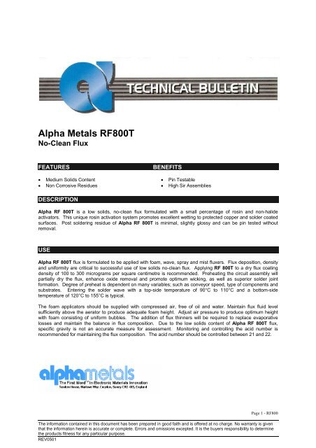tb alpha rf800t flux - The Solder Connection