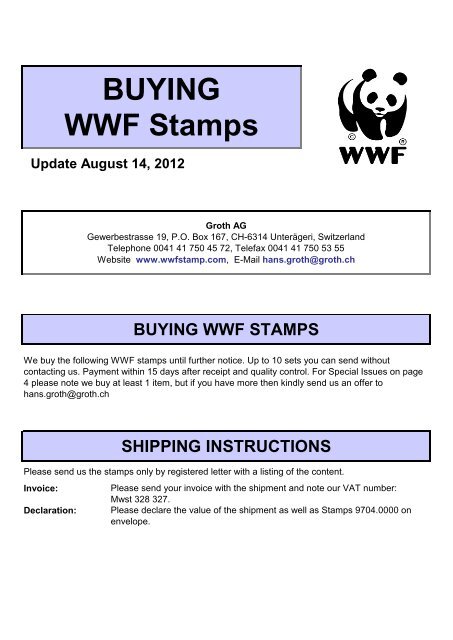 BUYING WWF Stamps - WWF Stamp Shop