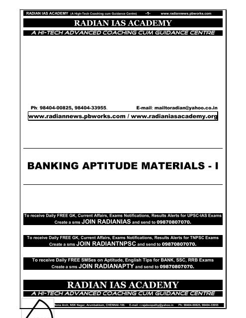 RADIAN IAS ACADEMY-IAS,TNPSC,IBPS BANK Exams,TRB ...