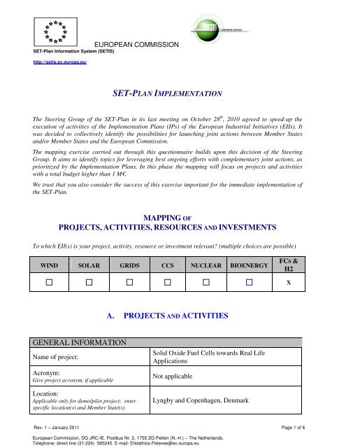 Solid Oxide Fuel Cells towards Real Life ... - SETIS - Europa