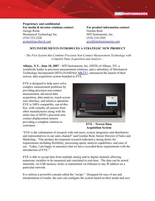 ultrasonic applications note: 9/25/06 ps - MTI Instruments Inc.