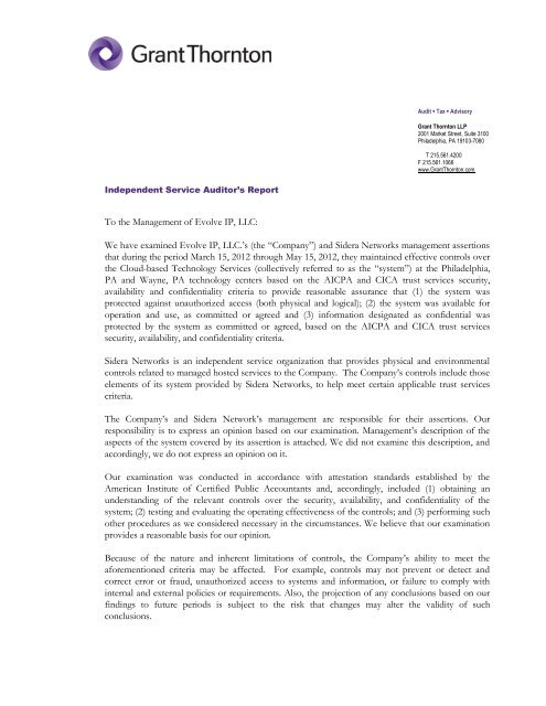 Audit Report, Management Assertions and System ... - Webtrust