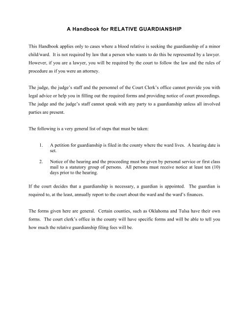 A Handbook for RELATIVE GUARDIANSHIP