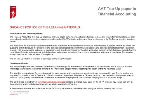 AAT Top-Up paper in Financial Accounting - ICAEW