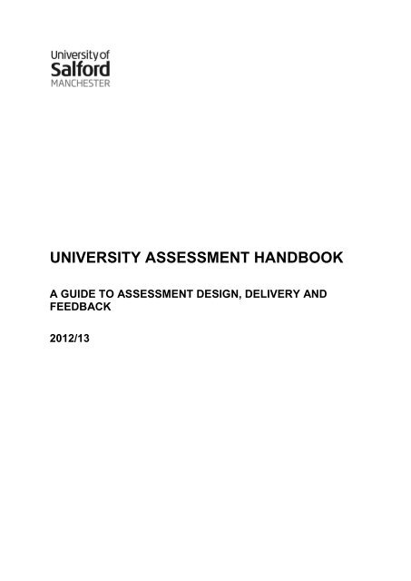 UNIVERSITY ASSESSMENT HANDBOOK - University of Salford