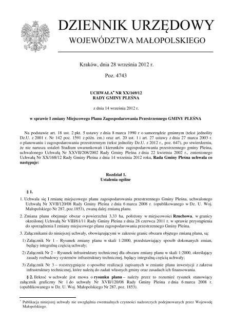 DZIENNIK URZÄ DOWY - Plany zagospodarowania