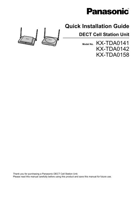 KX-TDA0142 KX-TDA0158 Quick Installation Guide - Panasonic
