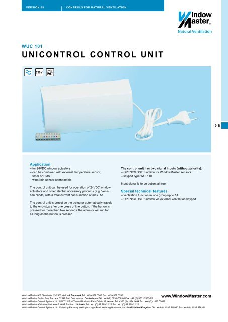 Product sheet - WindowMaster