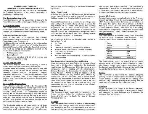 CONSTRUCTION RULES AND REGULATIONS - Brookfield Properties