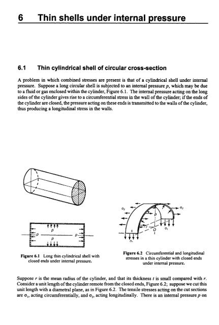 6 Thin shells under internal pressure