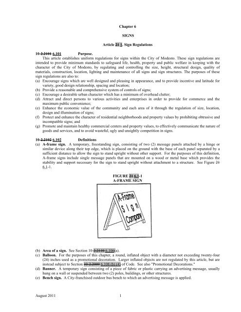 Chapter 6 SIGNS Article 21 1. Sign Regulations - City of Modesto