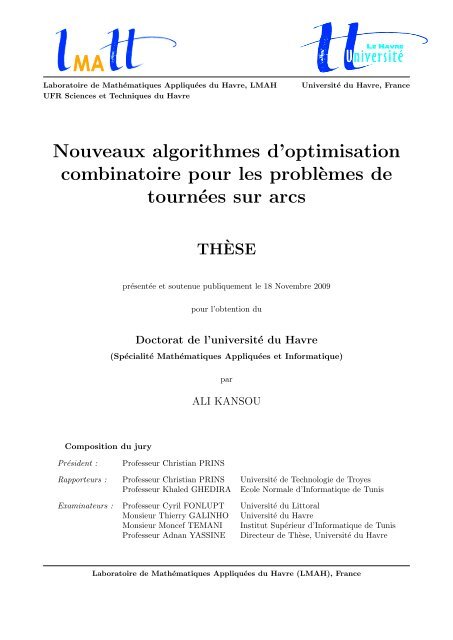 Nouveaux algorithmes d'optimisation combinatoire pour les probl ...