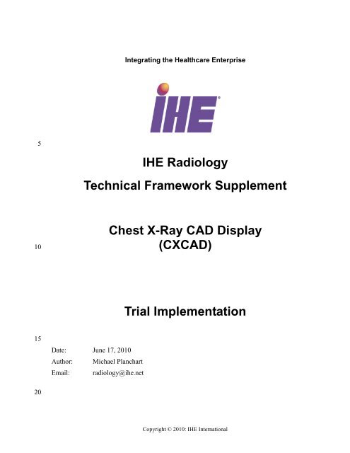 Chest X-Ray CAD Display - IHE