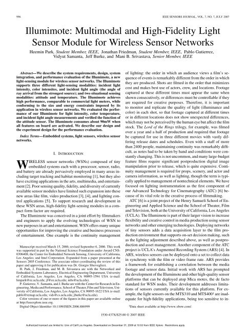 Illumimote: Multimodal and High-Fidelity Light ... - UCLA REMAP