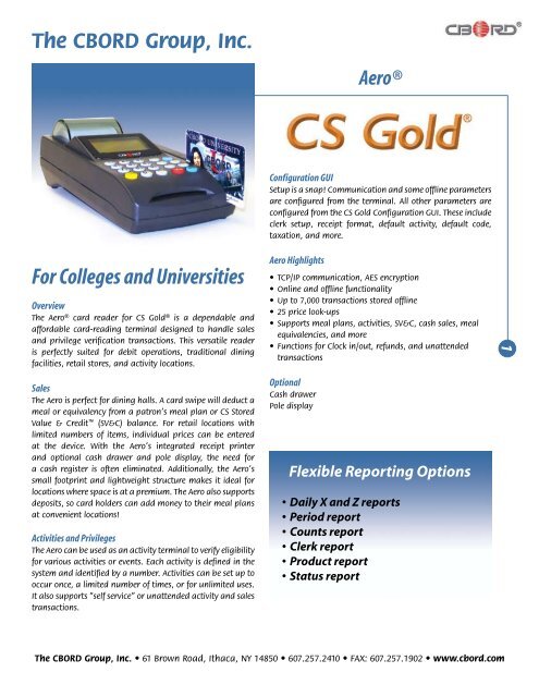 Aero - CBORD Solutions for Colleges and Universities - The ...