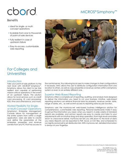 MICROS Simphony - CBORD Solutions for Colleges and Universities