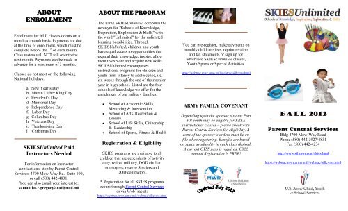 ABOUT ENROLLMENT - Fort Sill MWR
