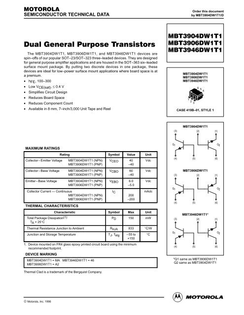 Dual General Purpose Transistors