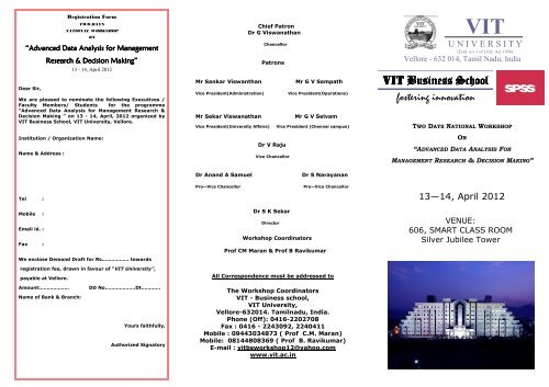 BROCHURE for MARAN sir programme - VIT University