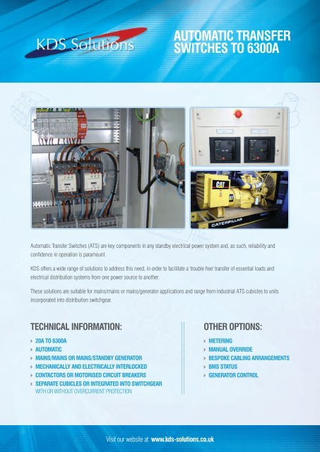 AUTOMATIC TRANSFER SWITCHES TO 6300A - KDS Solutions