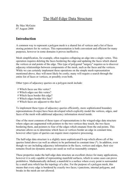 The Half Edge Data Structure 