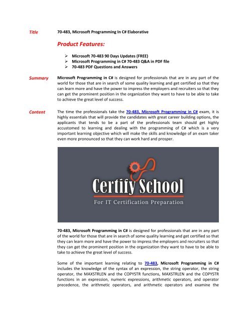 70-483 Exam Questions & Answers