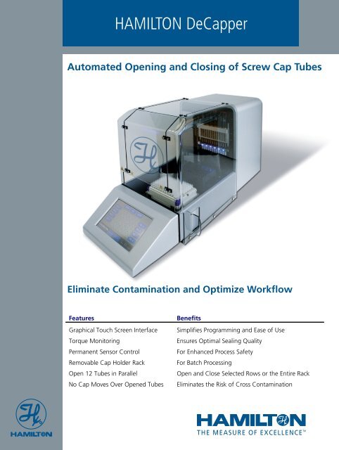 HAMILTON Bonaduz AG DeCapper - Bartelt