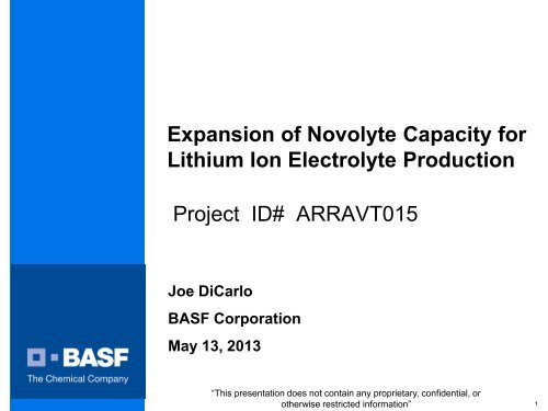 Expansion of Novolyte Capacity for Lithium Ion Electrolyte Production