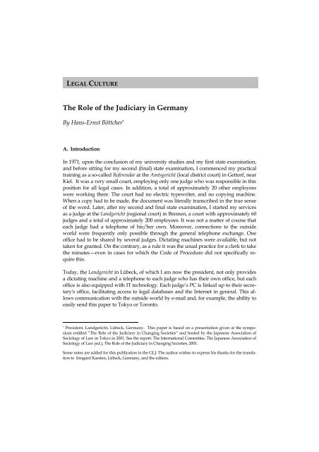 The Role of the Judiciary in Germany - The German Law Journal