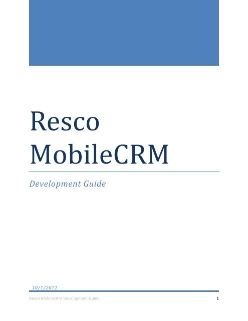 Studio Developer Guide - Resco