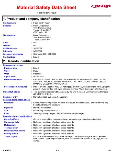MSDS sheet - Bio-Shine